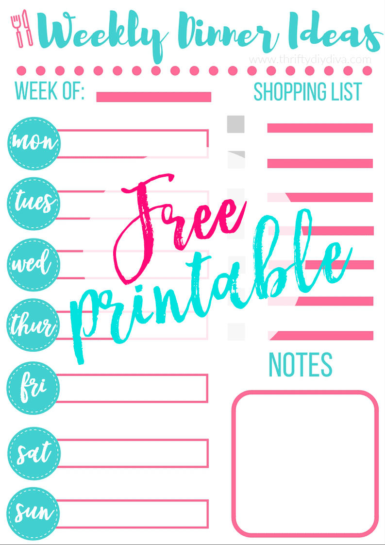 How To Start A Meal Plan FREE Weekly Menu Planner Printable